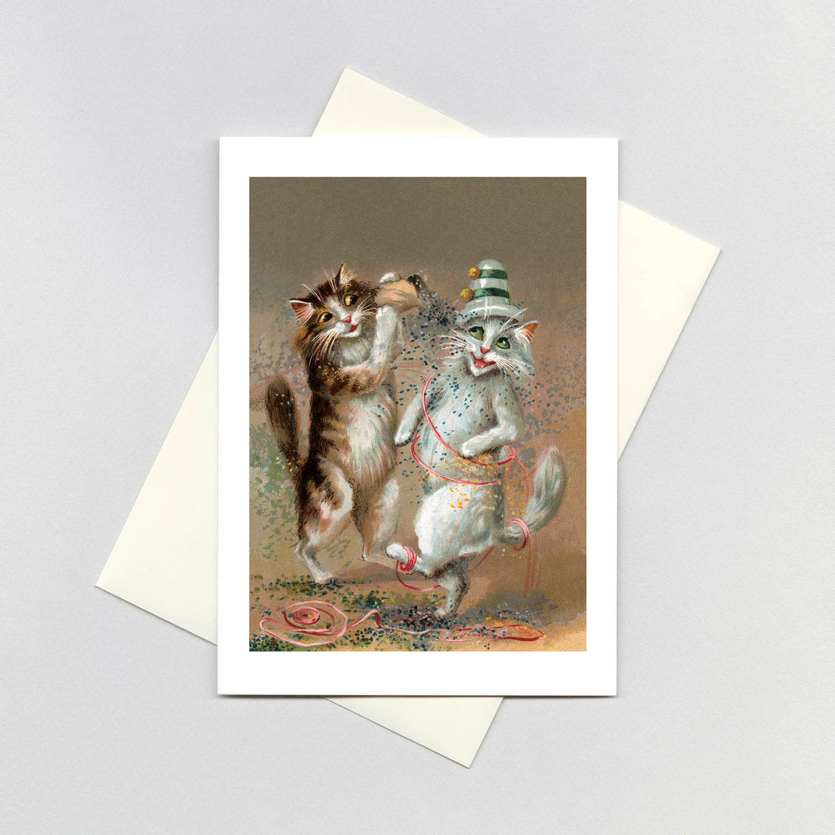 Two Cats Dancing With Confetti - Congratulations Greeting Card ...