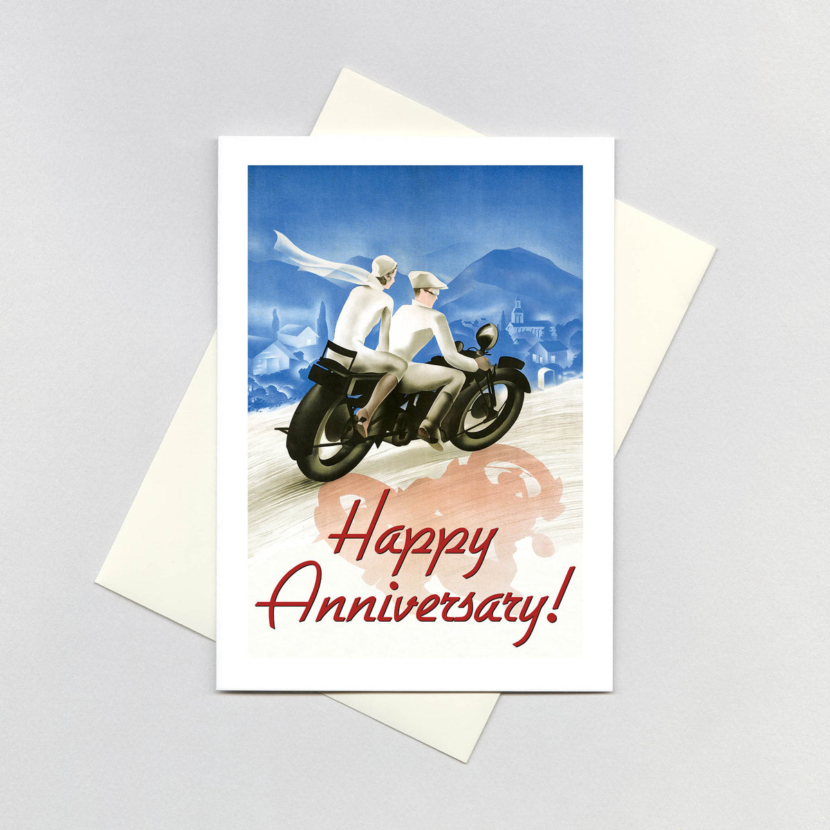 Couple on Motorcyle - Anniversary Greeting Card – Laughing Elephant