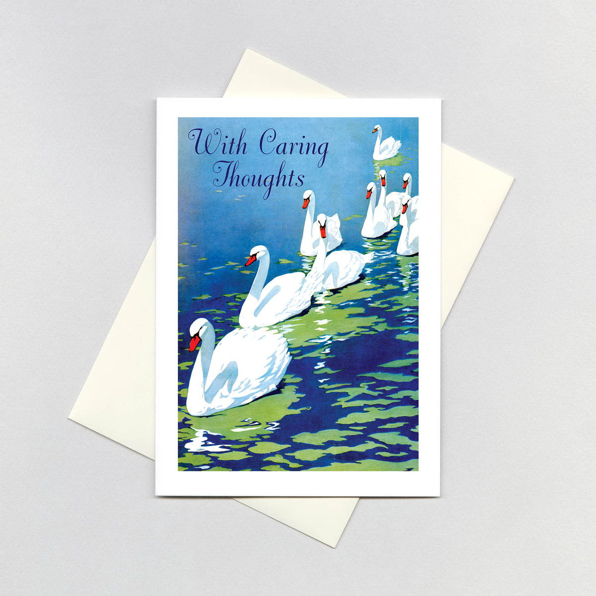 Swans on Green Water - Sympathy Greeting Card – Laughing Elephant