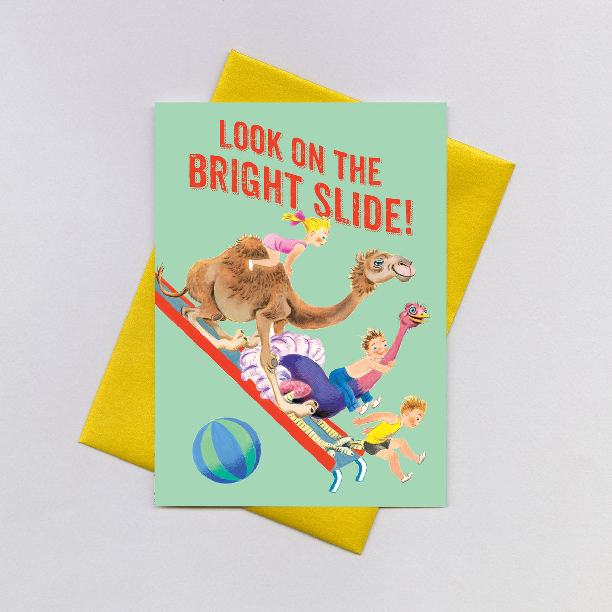 Camel & Children on a Slide - Thinking of You Greeting Card – Laughing ...